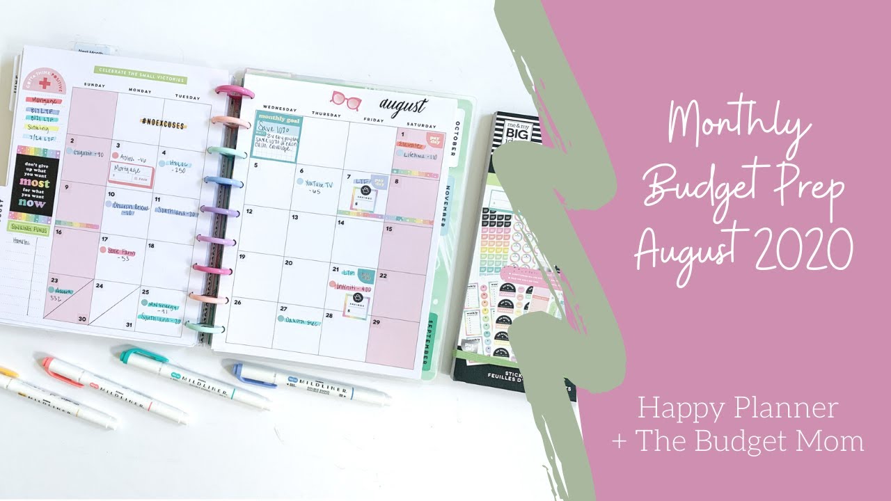 💸 August 2020 Budget Setup 💸 // @thebudgetmom + @TheHappyPlannerChannel ...