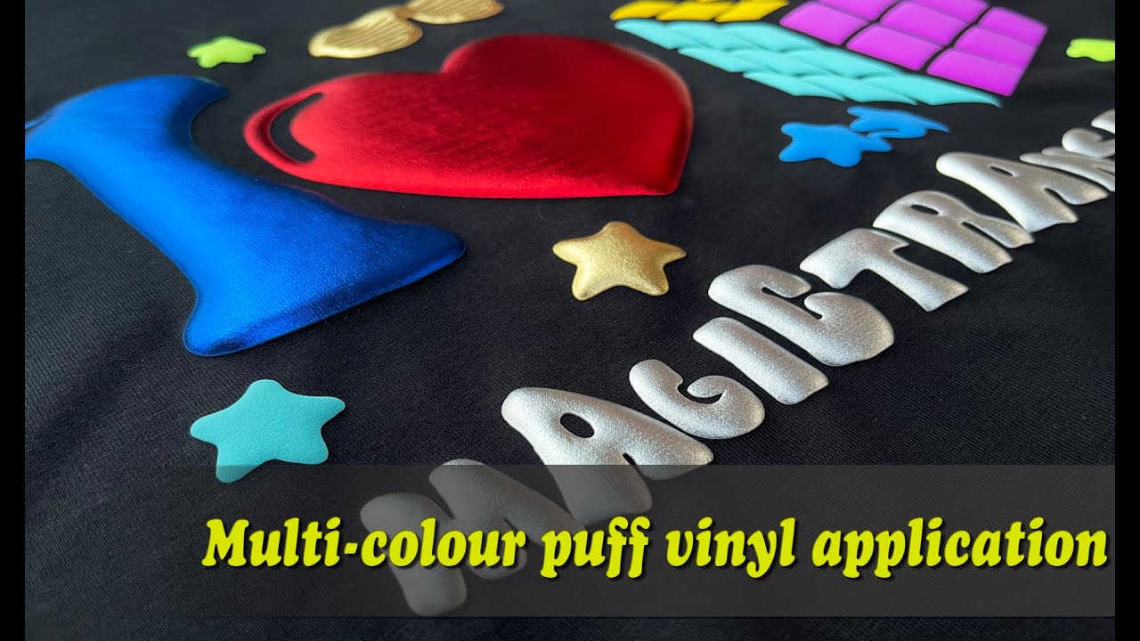 Multi colour puff vinyl application - YouTube