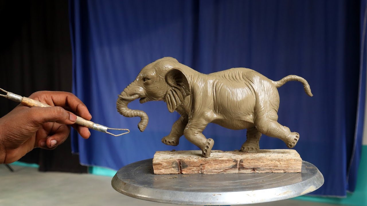 Making a running Elephant with clay | clay art animals - YouTube