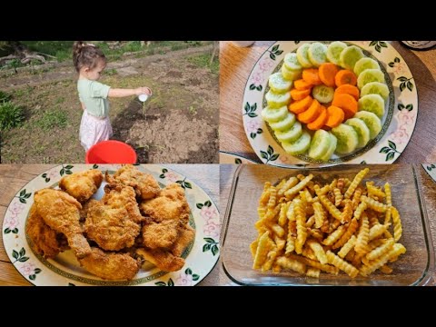 A day with my little partner||making homemade fried chicken for dinner ...