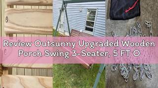 Review Outsunny Upgraded Wooden Porch Swing 3-Seater, 5 FT Outdoor Patio Swing Bench with Cupholders