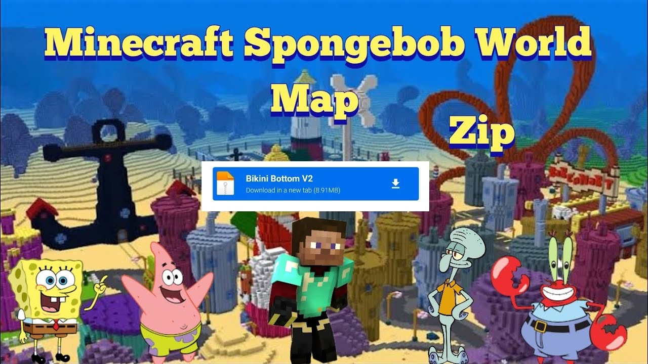Minecraft Spongebob World Map 🗺 🗺️😍😍😍😍 zip Link in Description - YouTube