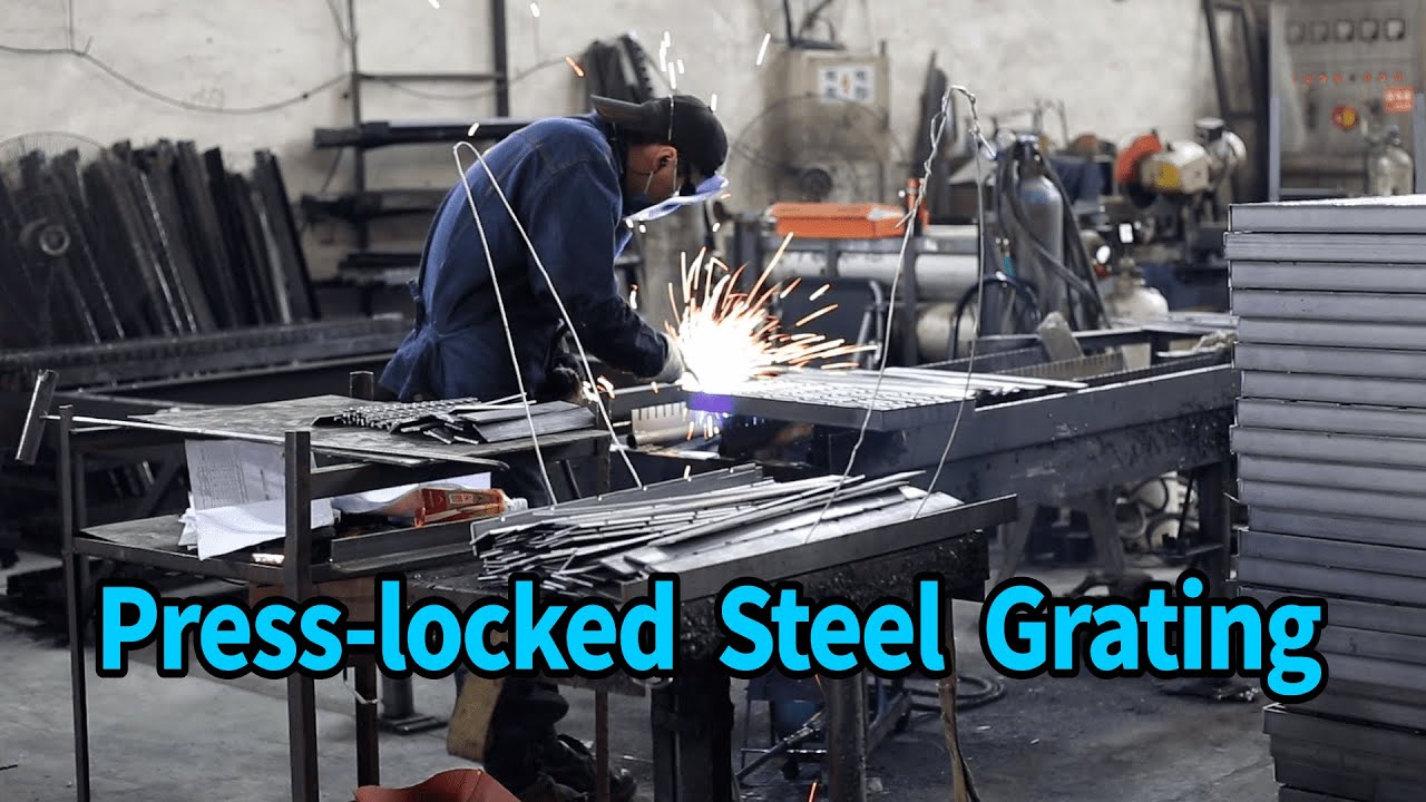 Press locked Steel Grating, Press locked Steel Grating Production Line - YouTube