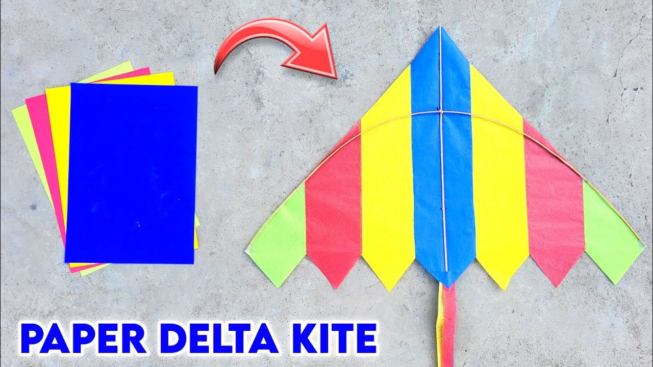 Paper delta kite , how to make triangle kite , patang kese banate hai ...