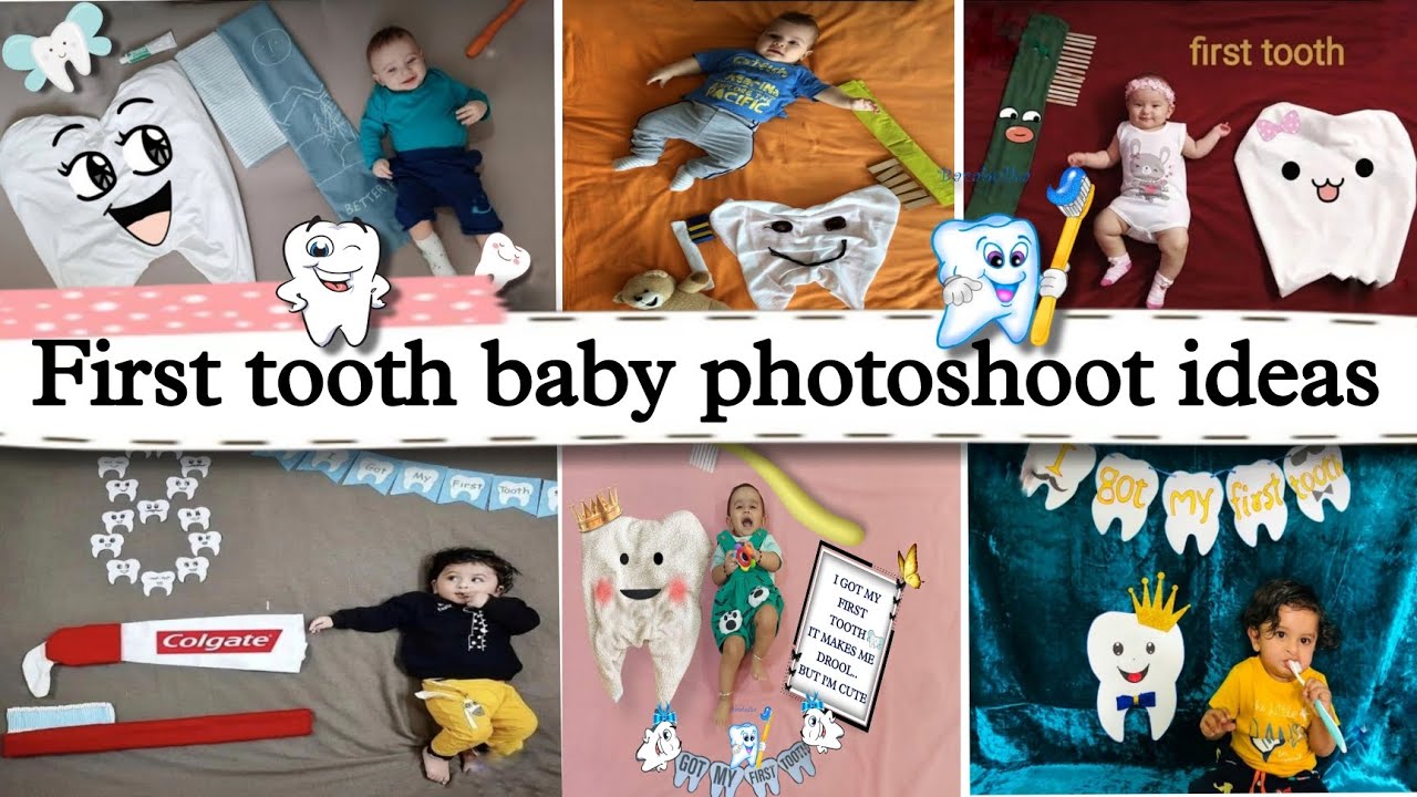 Baby first tooth theme photoshoot ideas at home । Diy baby photoshoot ...