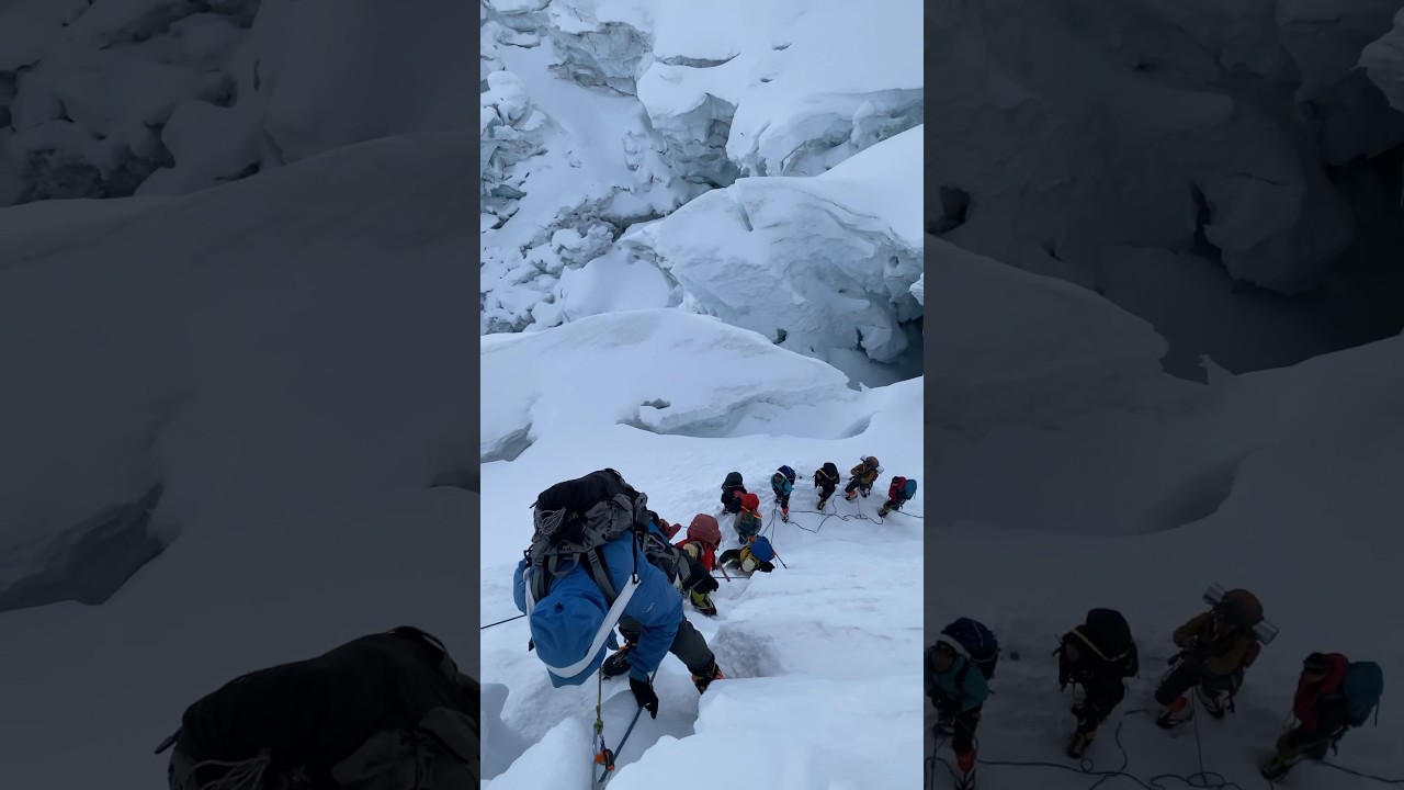 Sherpas on over hanging at Khumbu icefall @Mingma_8611m - YouTube