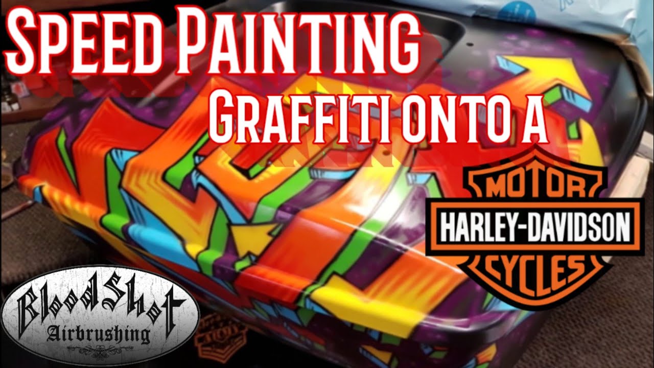 Airbrushing Graffiti onto a Harley-Davidson! Speed Painting Time lapse ...