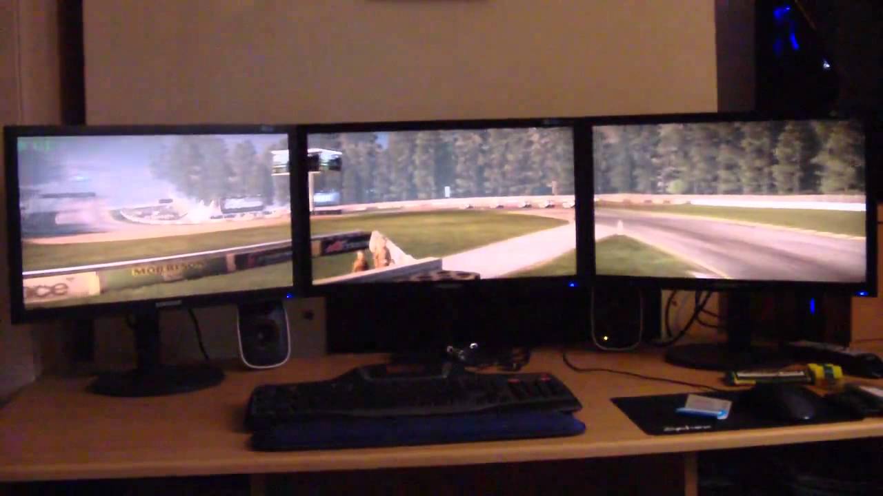 Shift 2 | Nvidia Surround | Triple Monitors | Samsung b2240 X3 - YouTube