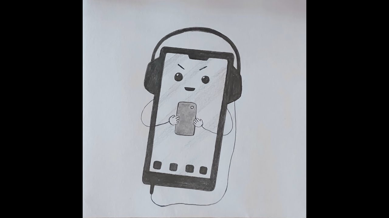 Creative Drawing|Phone using Phone With Headphones|Cute Drawing ...