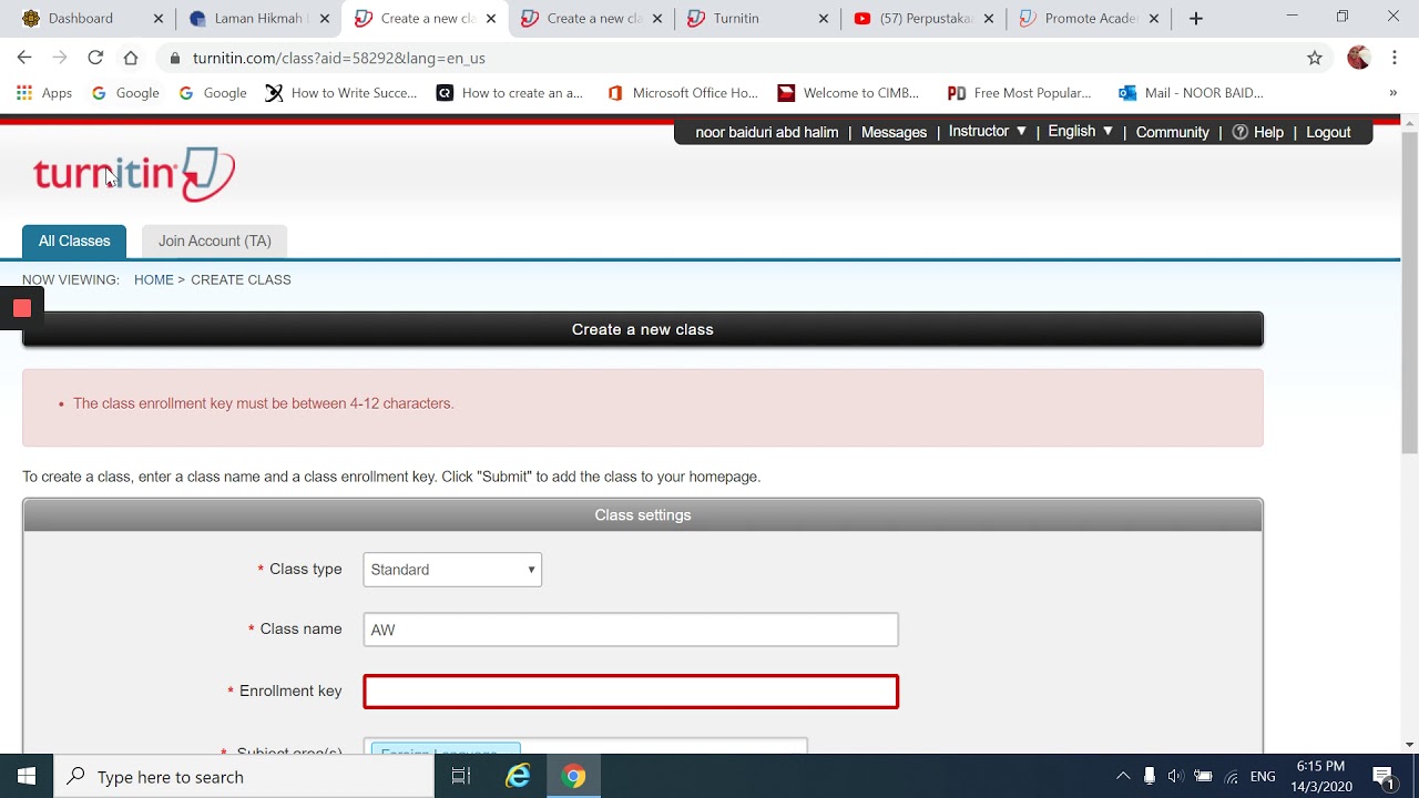 How to create Turnitin class for students - YouTube
