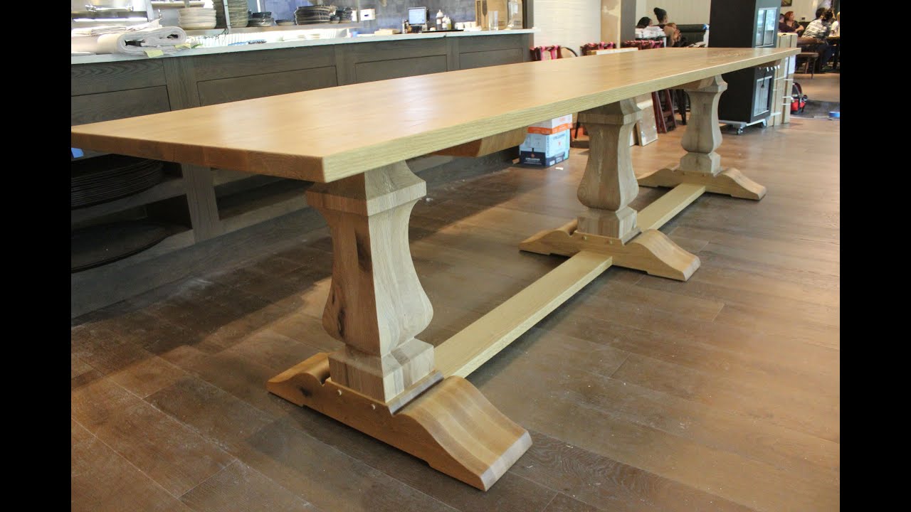 Napa Table - Fumed Red Oak Trestle Table - YouTube
