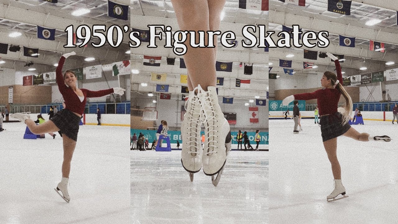 Figure skating in vintage 1950’s ice skates - YouTube
