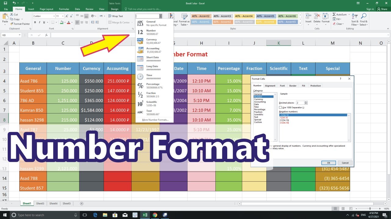 Formatting Numbers in MS Excel | How to change the number format in ...