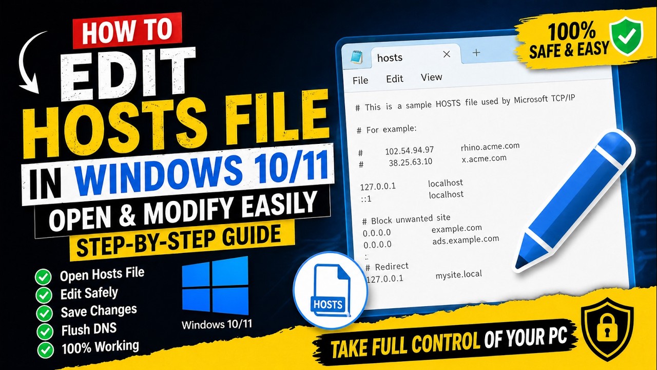 How to Edit Hosts File in Windows 10/11 | Open & Modify Easily (Step-by ...