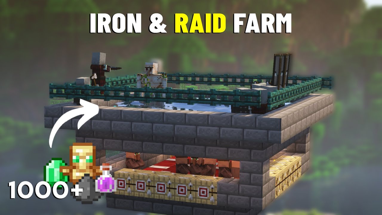 Minecraft IRON AND RAID FARM in Minecraft Bedrock 1.20 TUTORIAL - YouTube