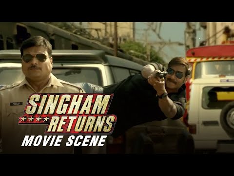 Ajay Devgn Saves Anupam Kher | Singham Returns | Movie Scene