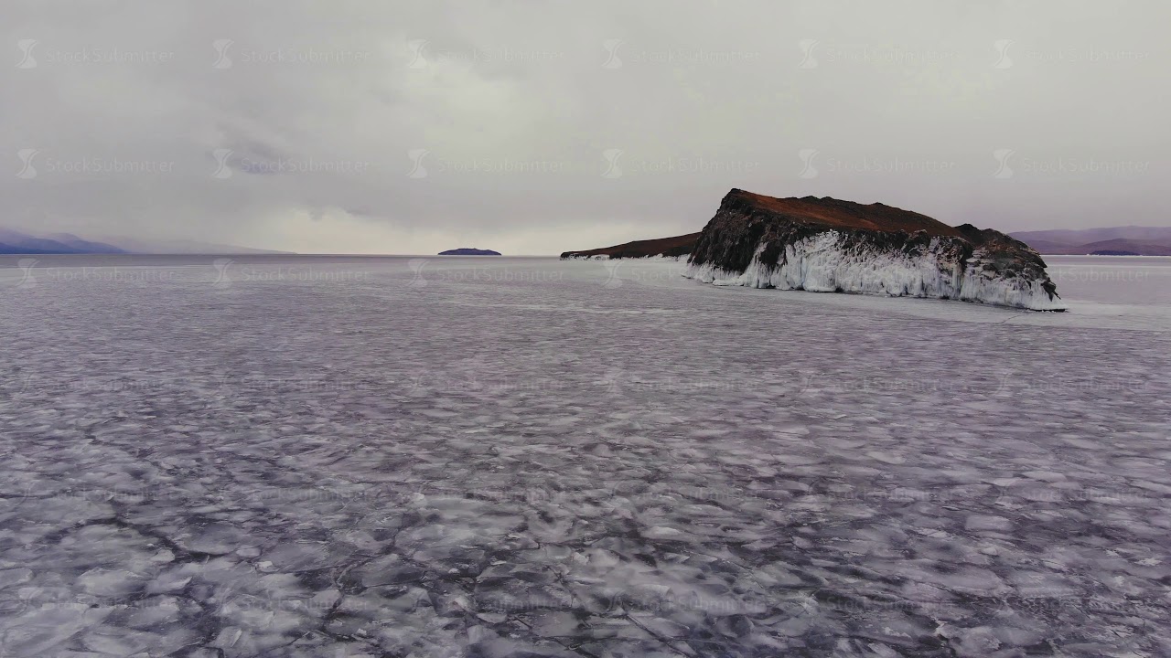 An island in a frozen lake. - YouTube