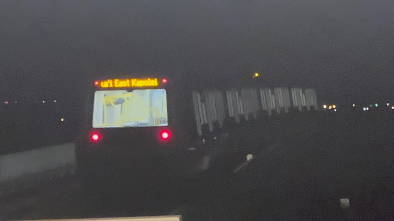 Honolulu Skyline Rail Train 14, Westbound Route (Night Ride/View) - YouTube