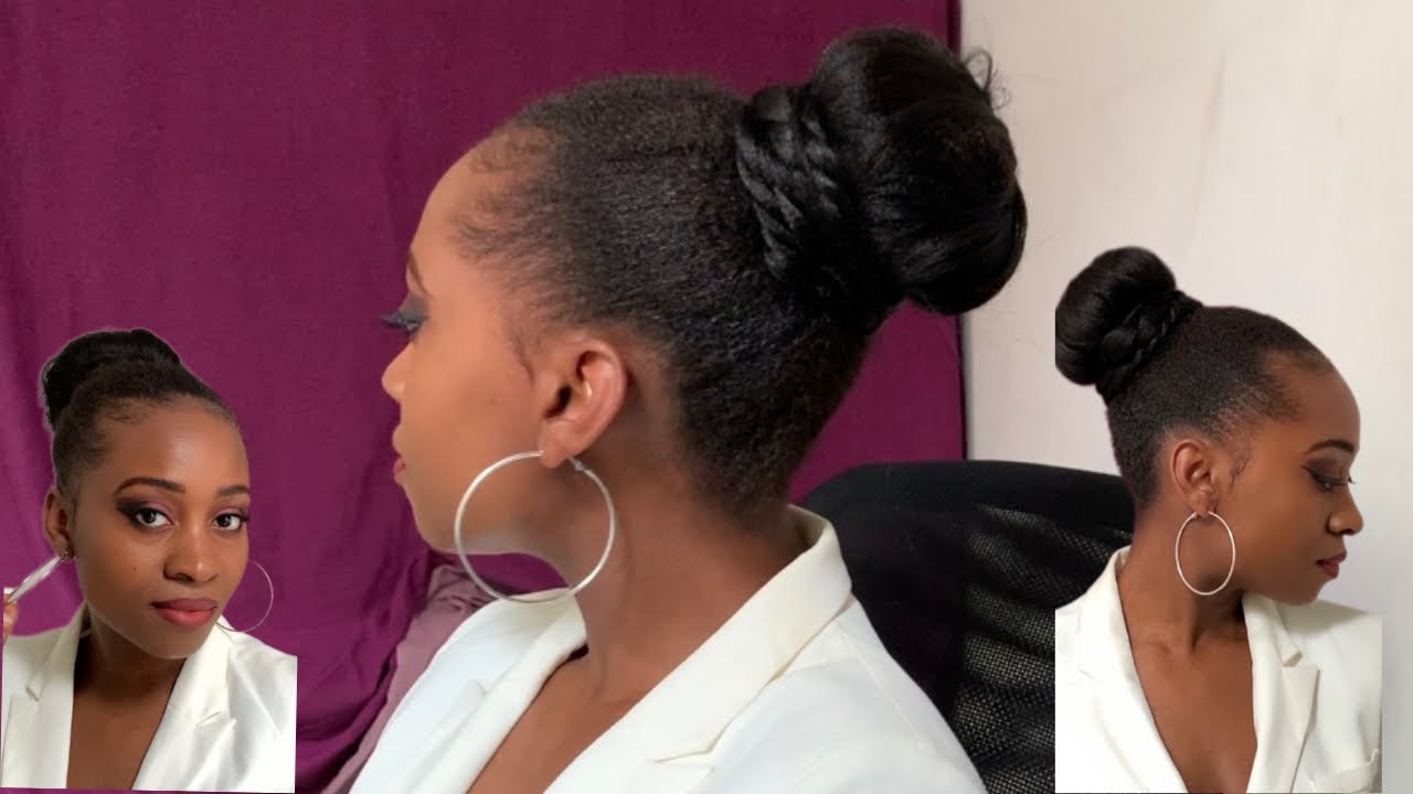 Peinados para pelo 4c |Recogido para cabello afro || como hacer Moño ...