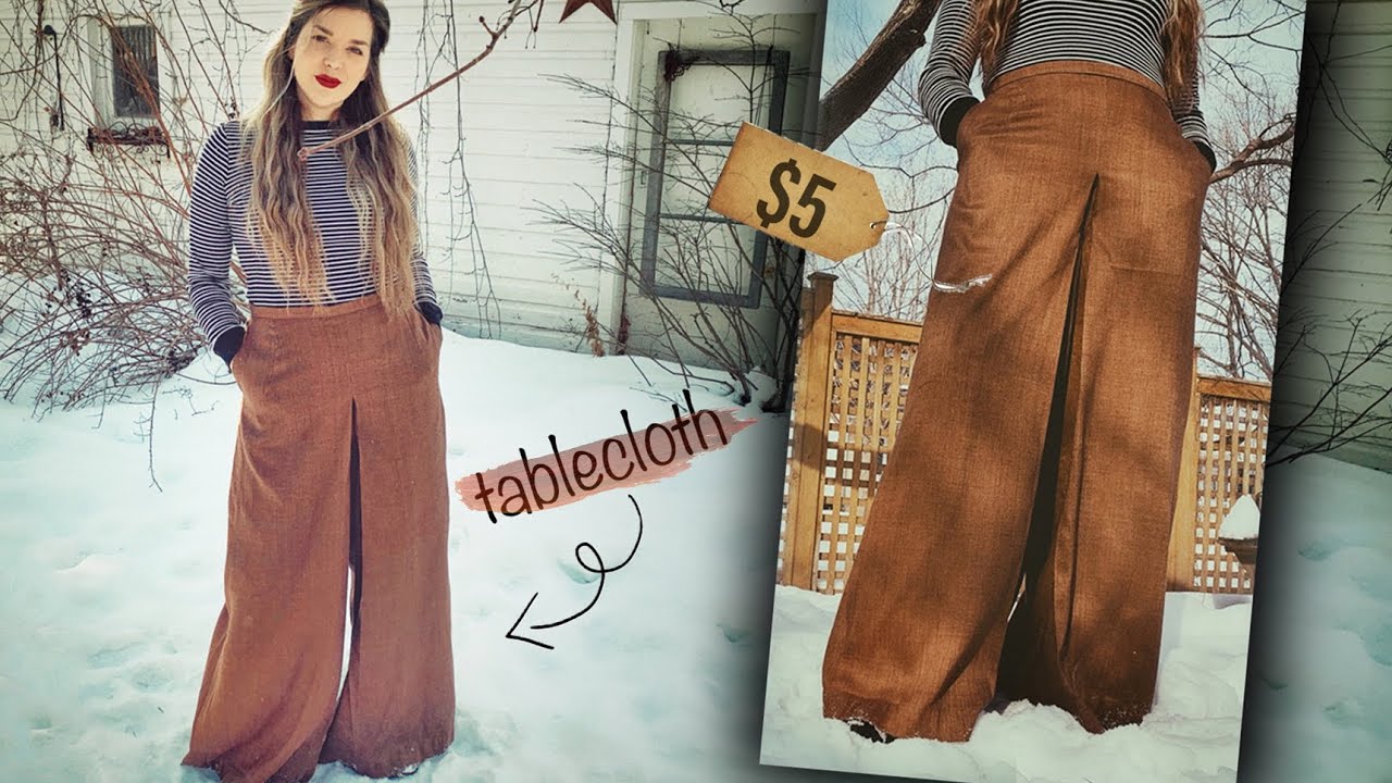 Skinny Jeans Are Over ? | I Made Wide-Leg Pants from a Tablecloth ...