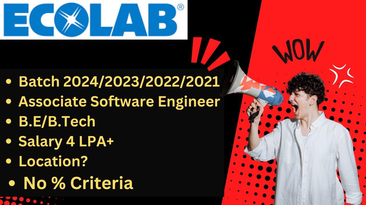 Ecolab is hiring 2024/23/22/21 batch | No % criteria | Required skills? | Job location? #itjobs ...
