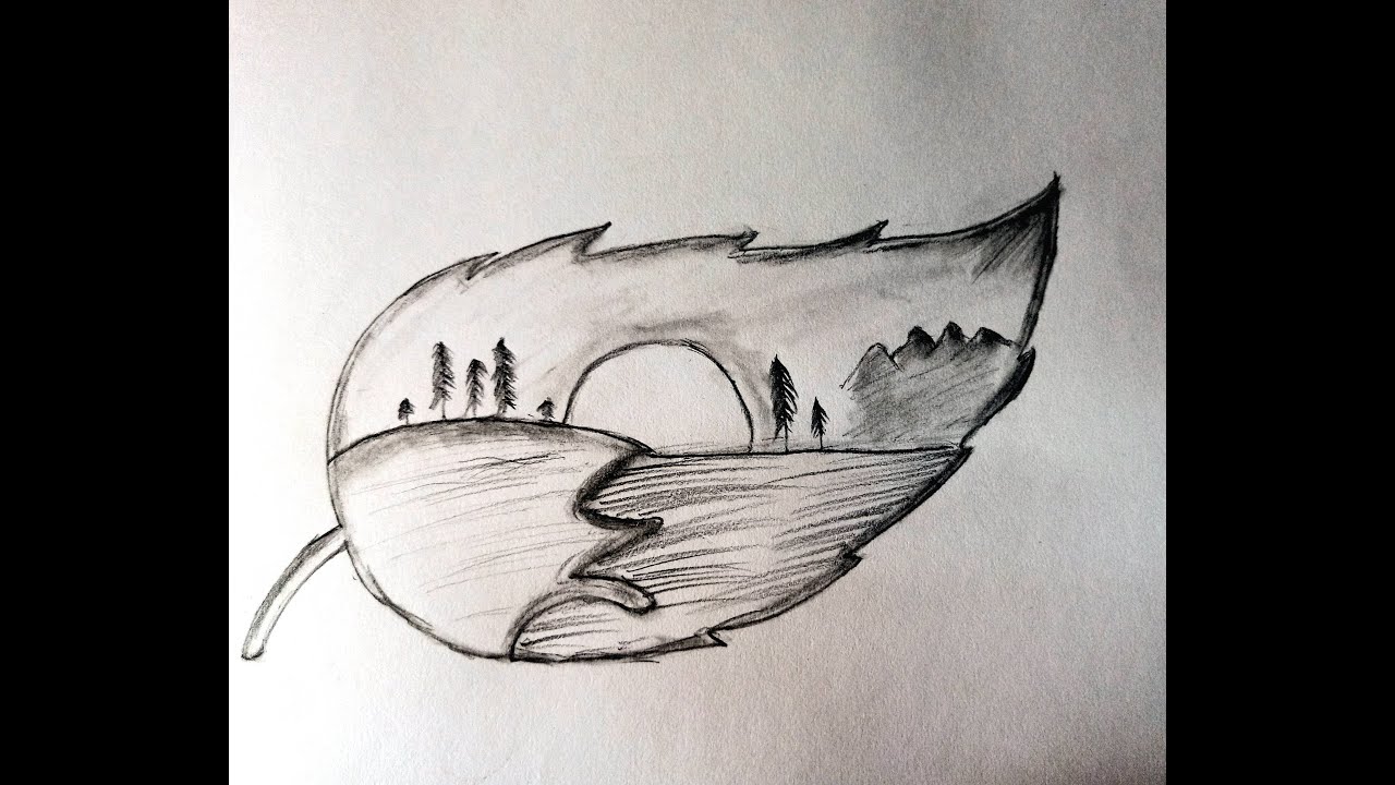 NATURE SKETCH | EASY PENCILE NATURE SKETCH | VERY EASY SENARY SKETCH ...