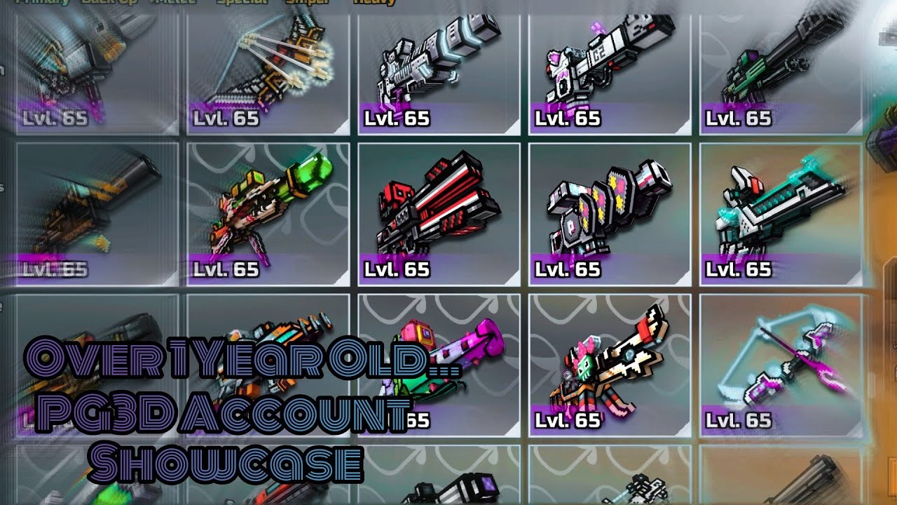 Over 1 Year Old Account Showcase | PG3D (400+ Weapons) - YouTube