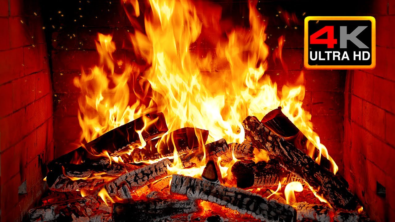 🔥 4K Fireplace with Burning Logs & Fire Sounds – Cozy, Relaxing, Calm ...