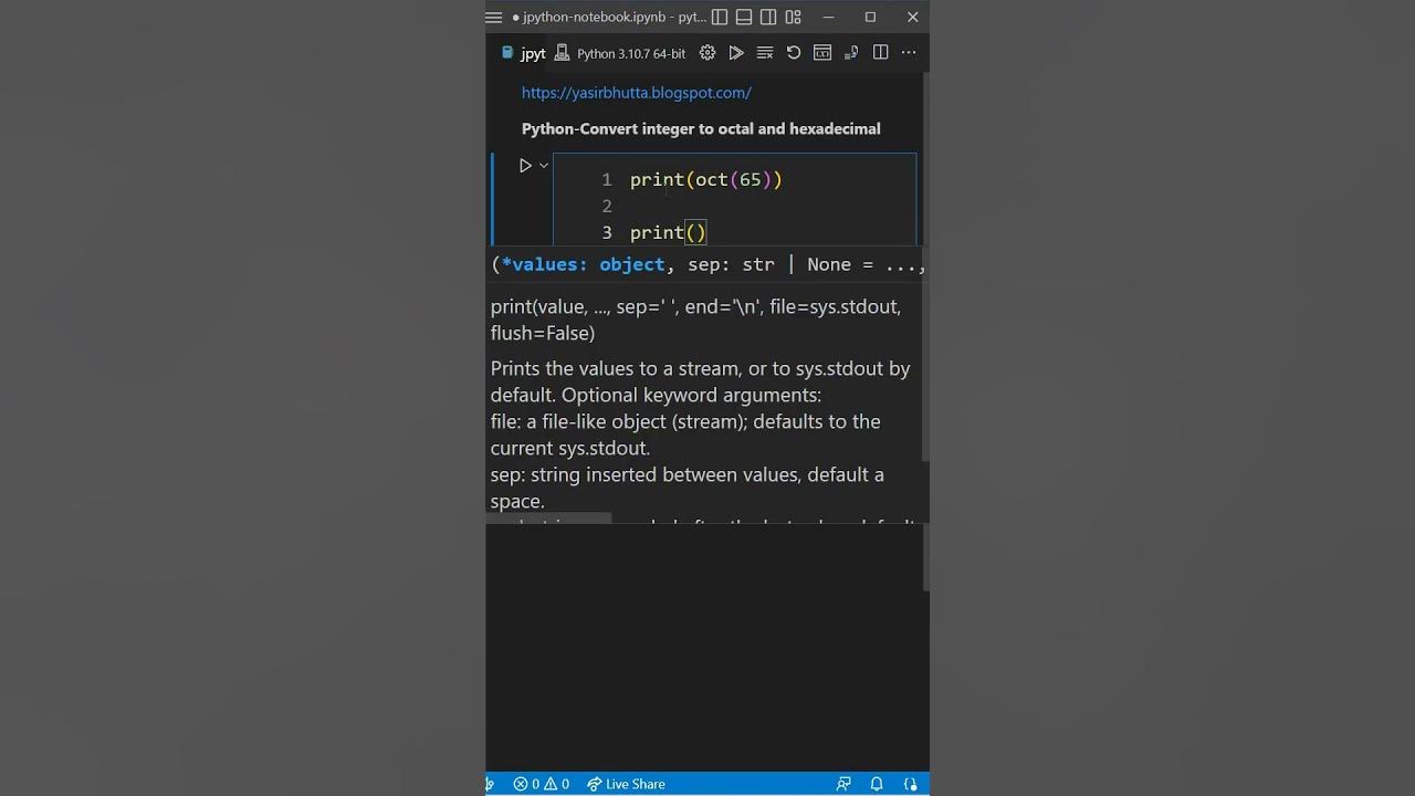 2 Int Python Convert Integer To Octal And Hexadecimal Youtube