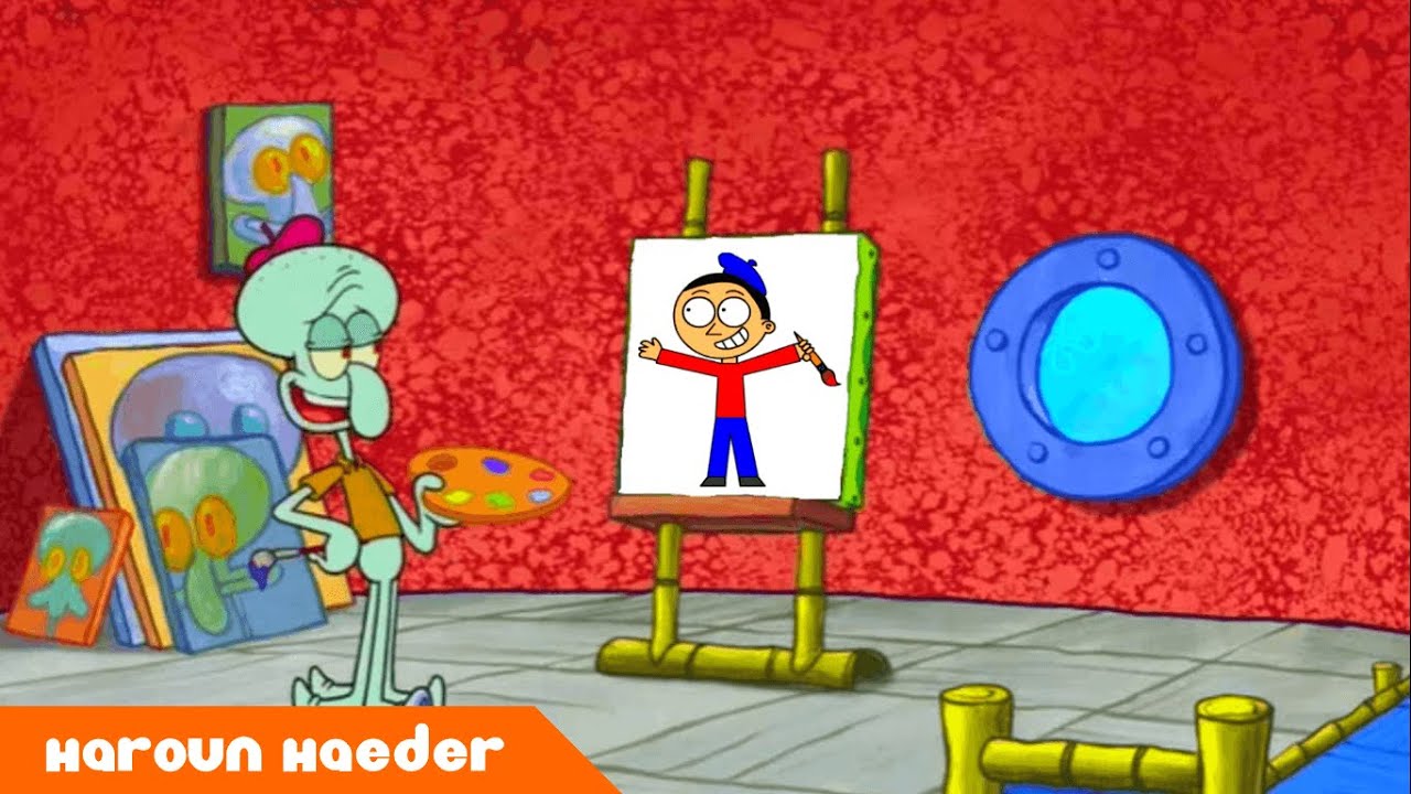 Squidward Messes up his Artist Haroun Painting due to SpongeBob - YouTube