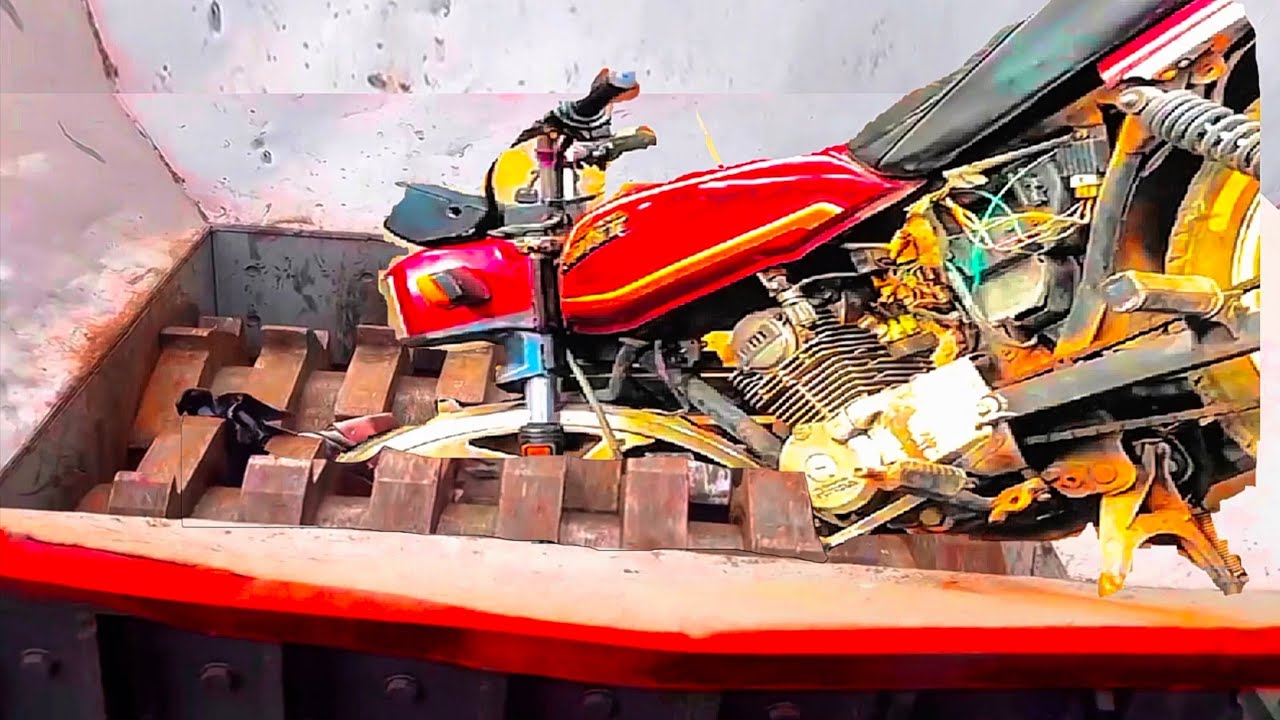 Shredder vs Motorcycle full body! Metal shredder machine - YouTube