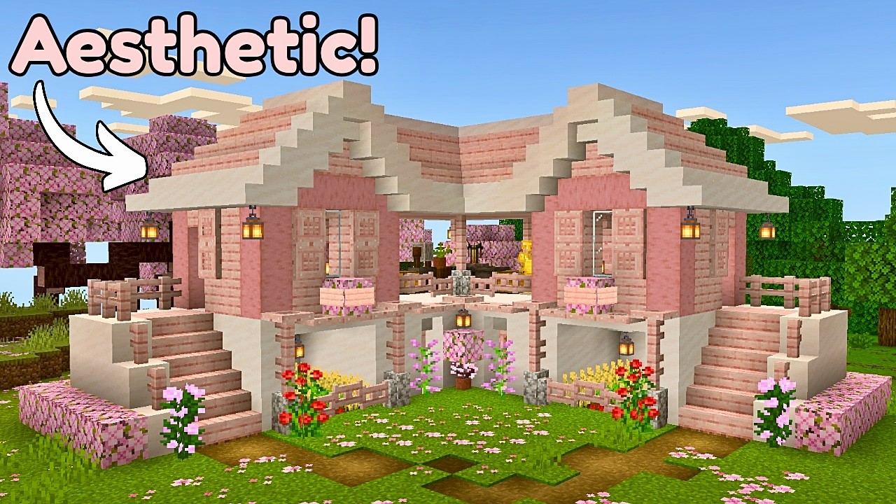 🌸 Minecraft CHERRY BLOSSOM HOUSE Tutorial | Cozy Aesthetic Build 🌸 ...