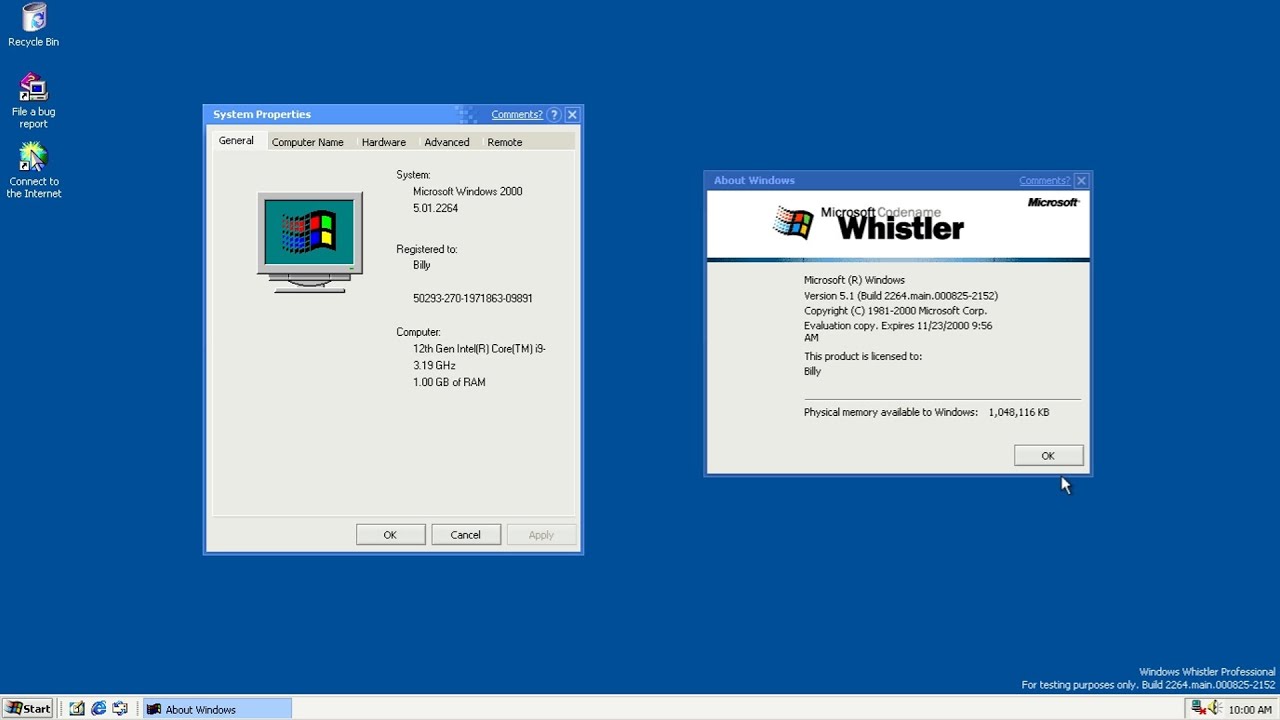Windows Whistler Build 2264 - YouTube