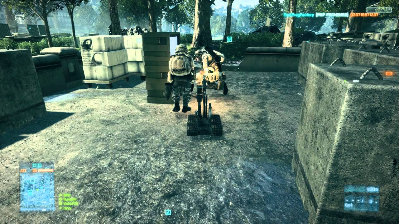 BF3: EOD bot in action (C4's, Roadkill, soldier frying and mcom arming ...