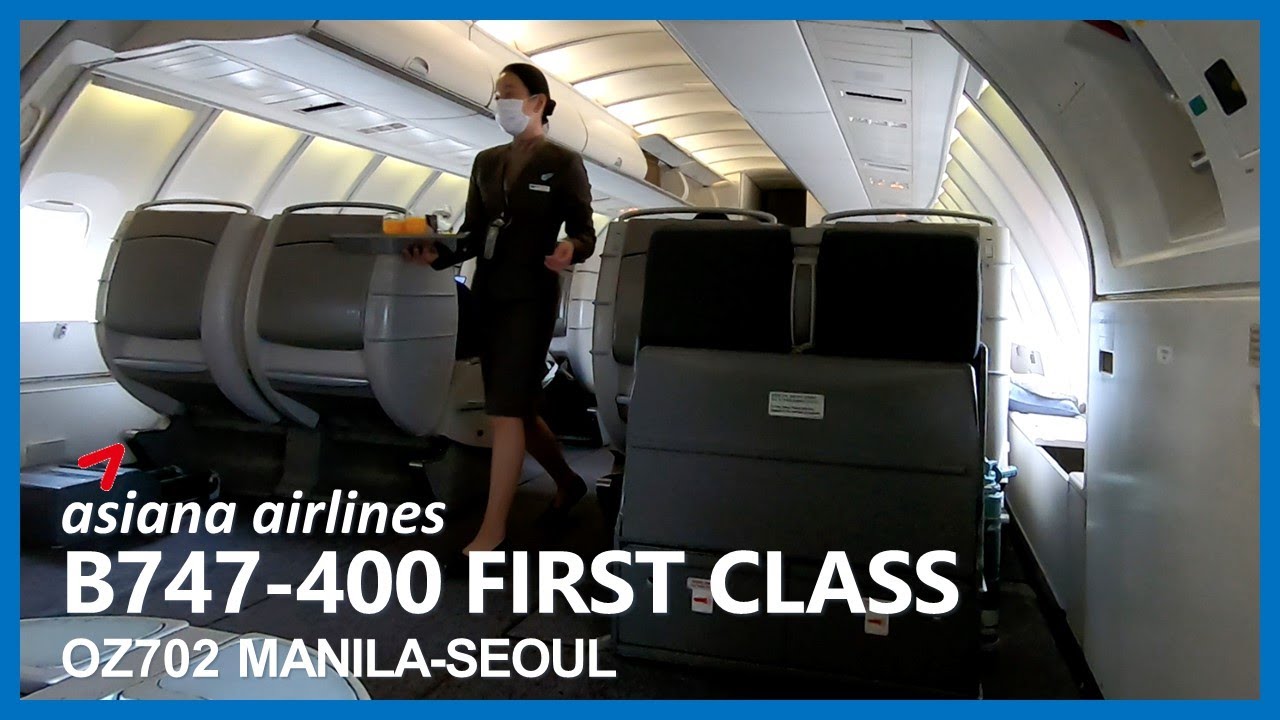 Asiana Airlines B747, First Class, Business Class, Manila-Seoul, 아시아나 ...