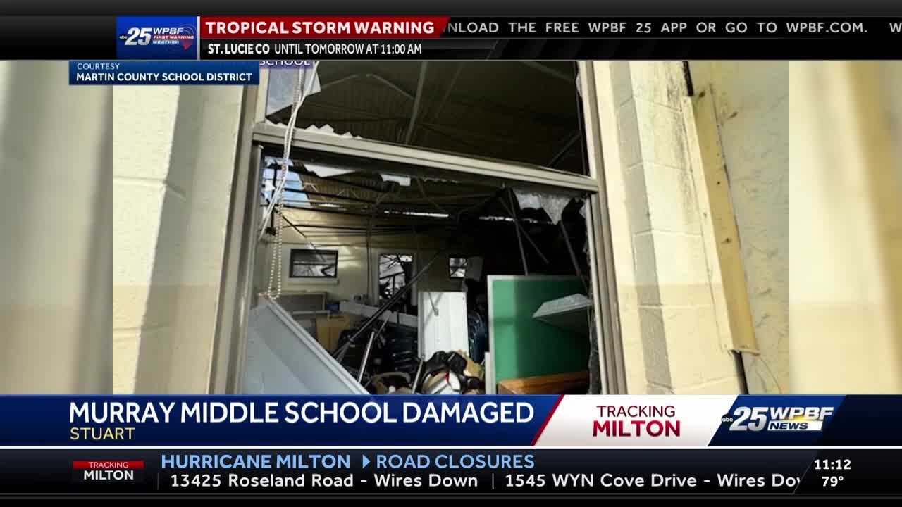 Murray Middle School in Stuart destroyed during Hurricane Milton - YouTube