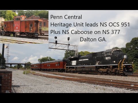 NS 951 OCS with Penn Central Heritage Unit Dalton GA Plus NS 377 with Caboose - YouTube