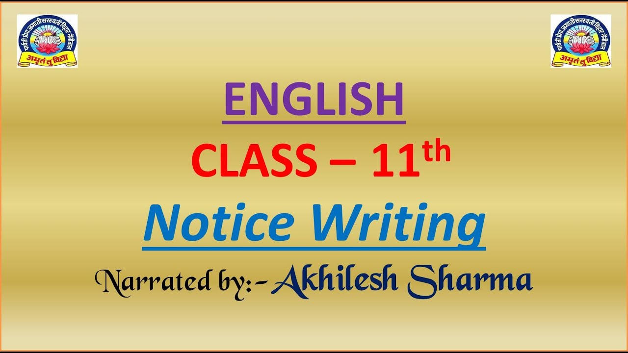 Class 11 English Notice Writing - YouTube