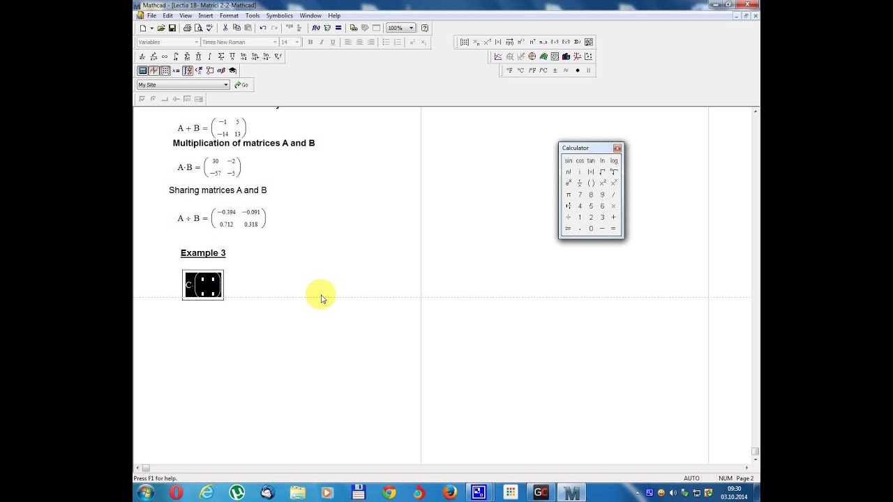 Lesson 18 Mathcad -Matrix two rows and two columns-English - YouTube