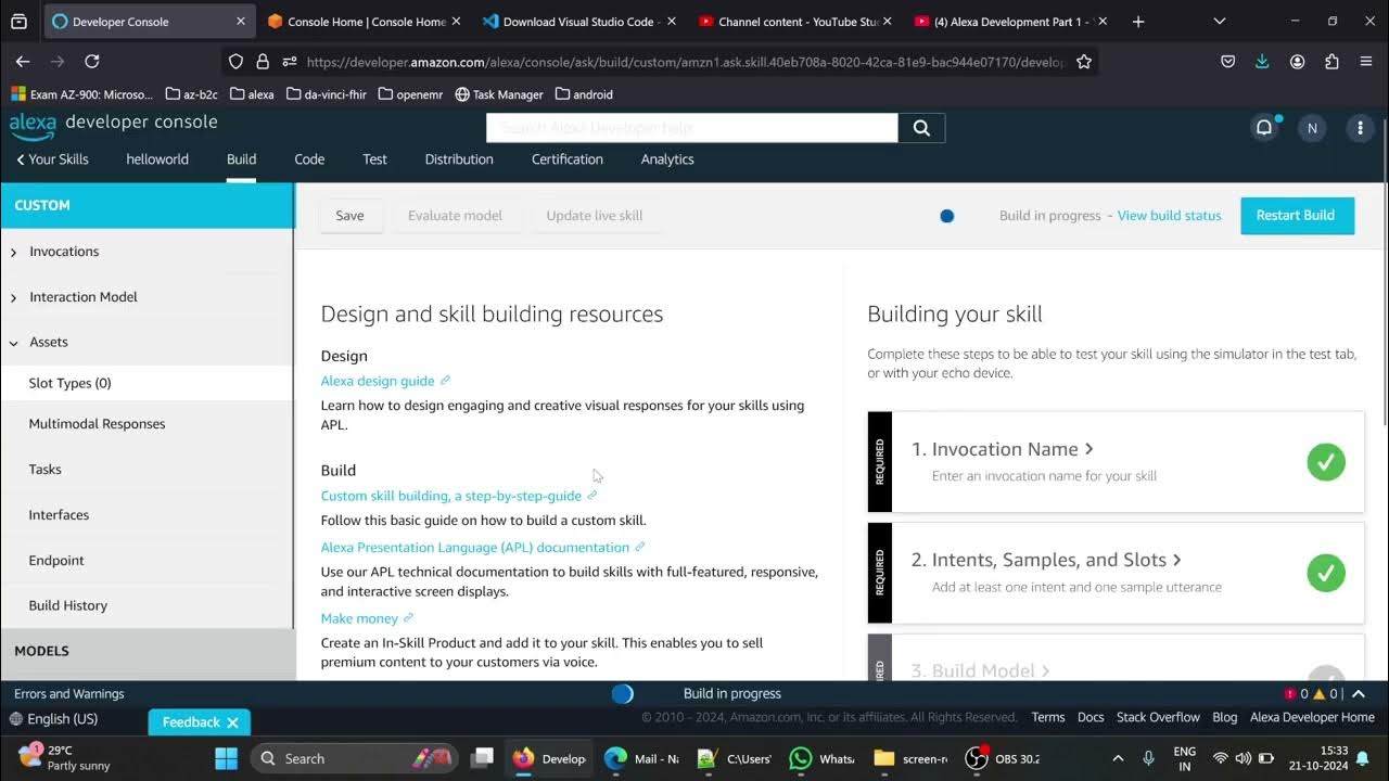 Alexa Development Part 2 Create Alexa skill 'hello world' - YouTube