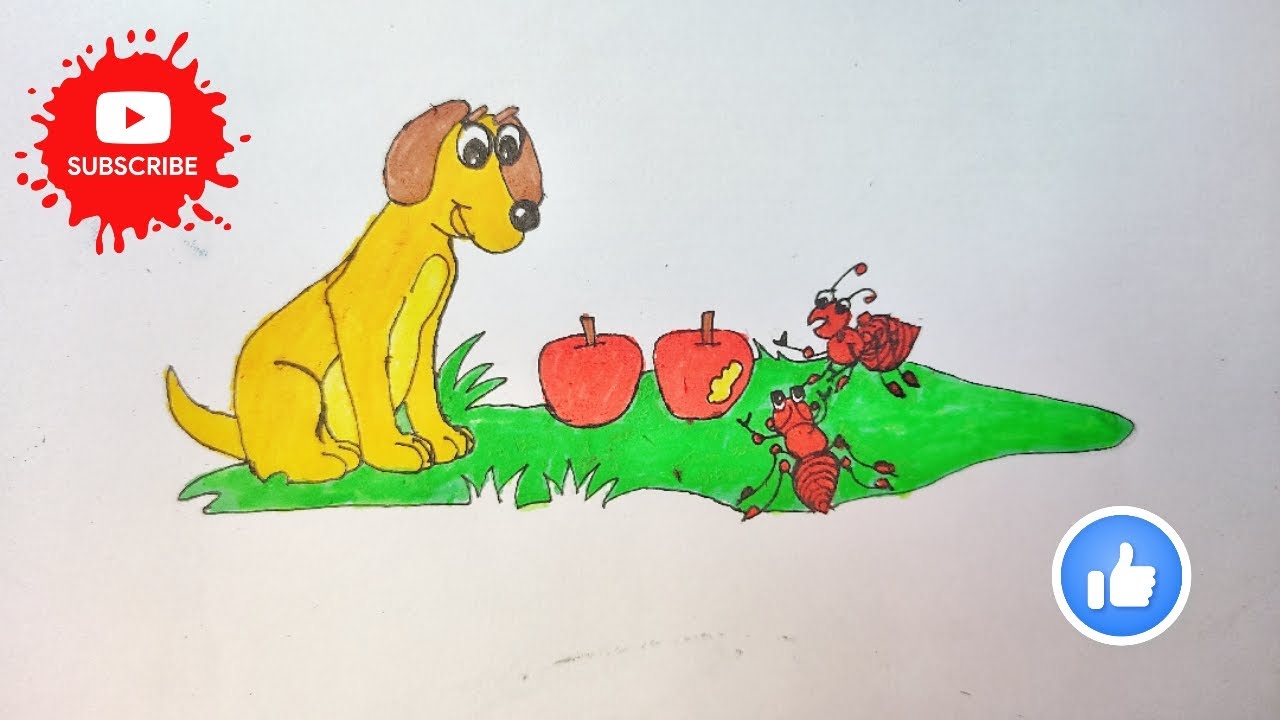 How to Drawing Ant dog and Apple 🐕 🐜🍎2 Sister drawing Academy Facebook ...