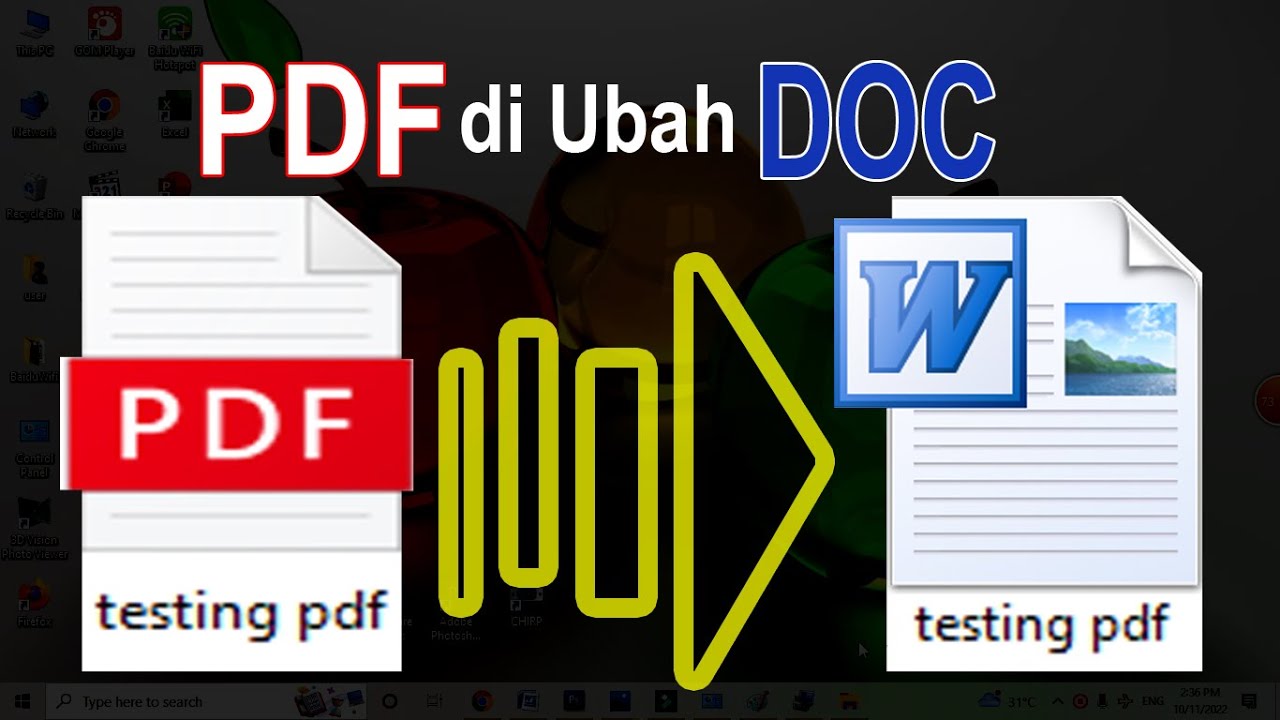 PDF TO WORD pakai link https://pdf2doc.com/id/ mudah mengubah pdf ke word di pc/laptop - YouTube