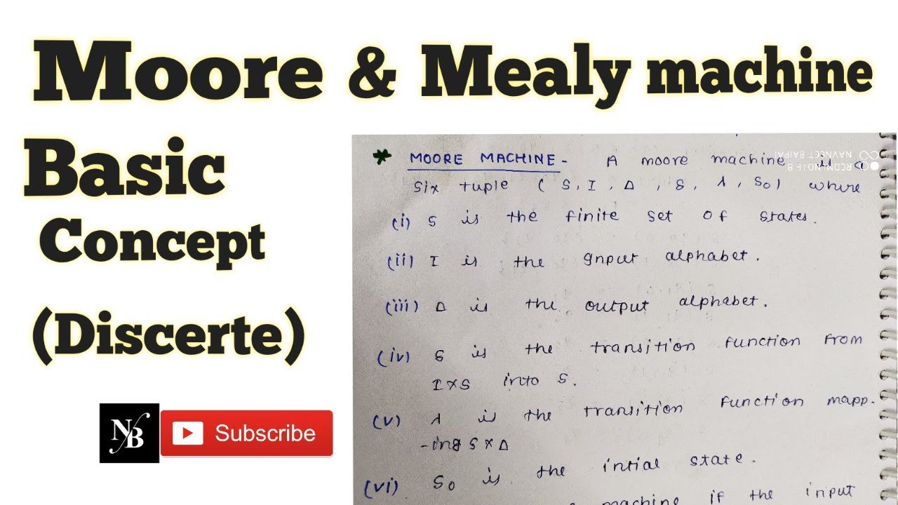 Moore and mealy machine (Definition) basic concept (Diacrete) - YouTube