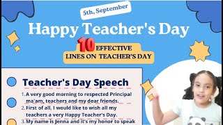 Impressive Teacher's Day speech in 10 lines with narrat... | Doovi