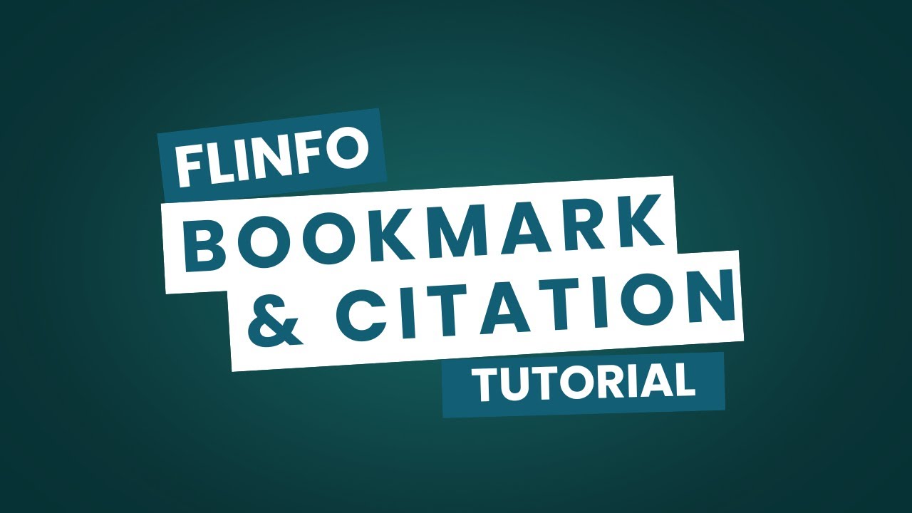 Flinfo Tutorial - Bookmark and Citation - YouTube