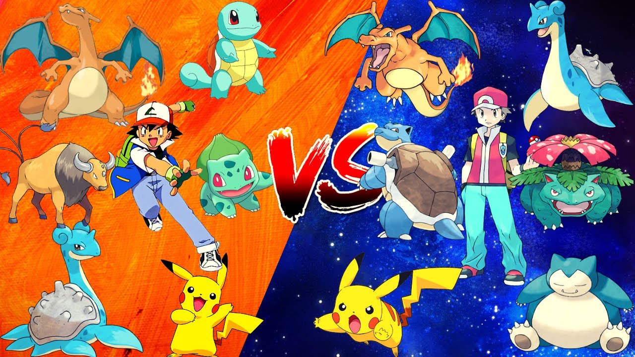 TIME DO ASH VS TIME DO RED - BATALHA POKEMON - (DRIGO) - YouTube