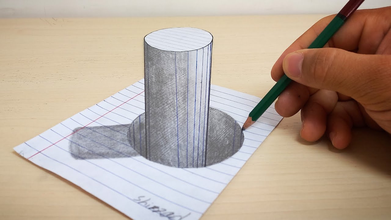 Stick in the hole _ 3D trick Art on the line paper _ easy 3d drawing ...