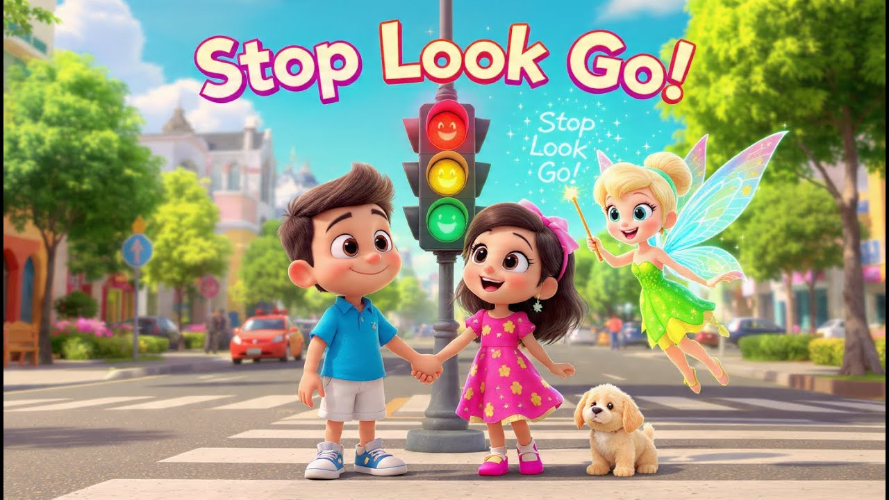 “Stop Look Go! | Road Safety Song for Kids | English Learning Rhyme ...