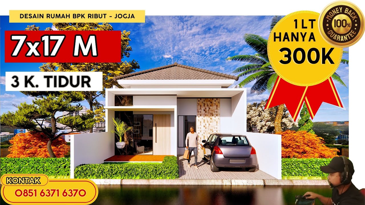 Desain Rumah Minimalis 7x17 M (1 lantai ) 3 Kamar Tidur | Bpk Ribut ...