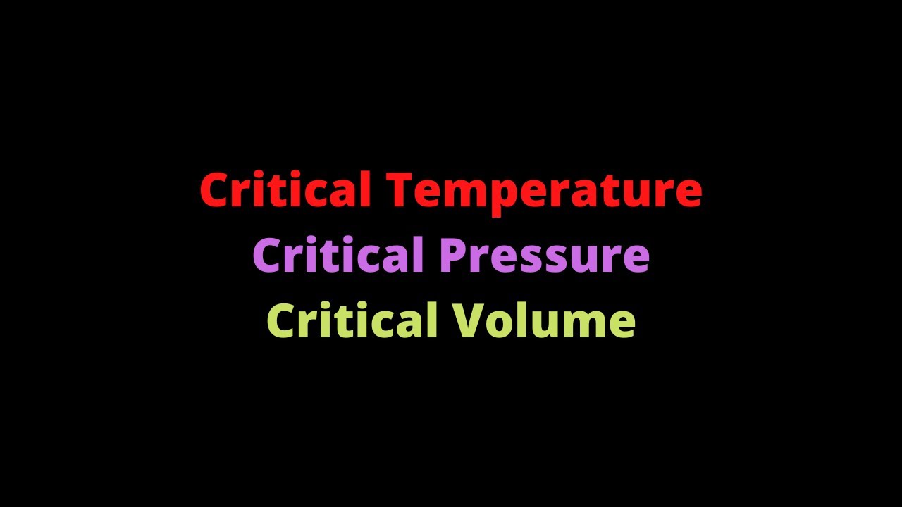 Definition of Critical Temperature , Pressure & Volume (Exam ...